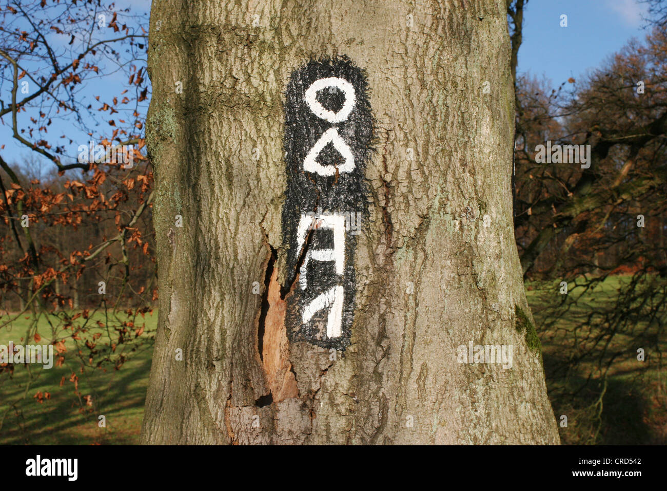 hiking sign, Germany, North Rhine-Westphalia Stock Photo - Alamy