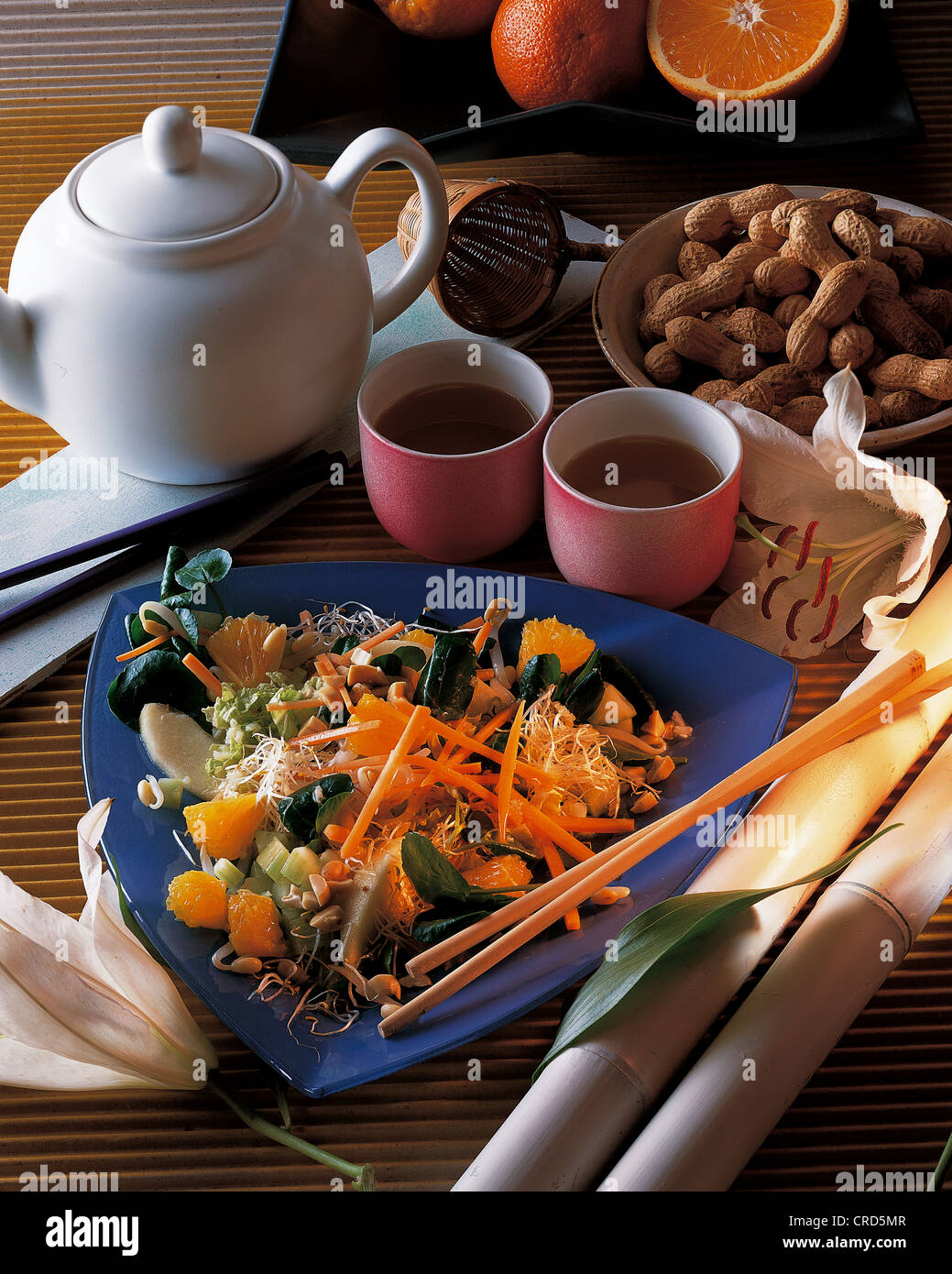 Mixed sprout salad with cucumber, Chinese cabbage, carrot, watercress ...