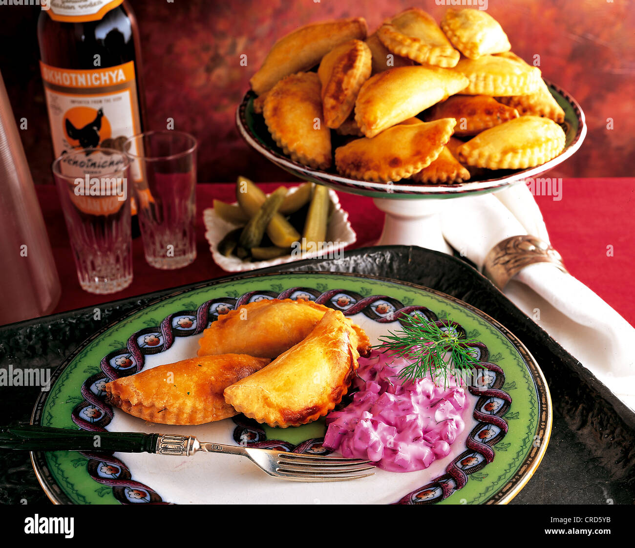 Filled vegetable pirogi, pirogi made with a curd cheese dough filled ...