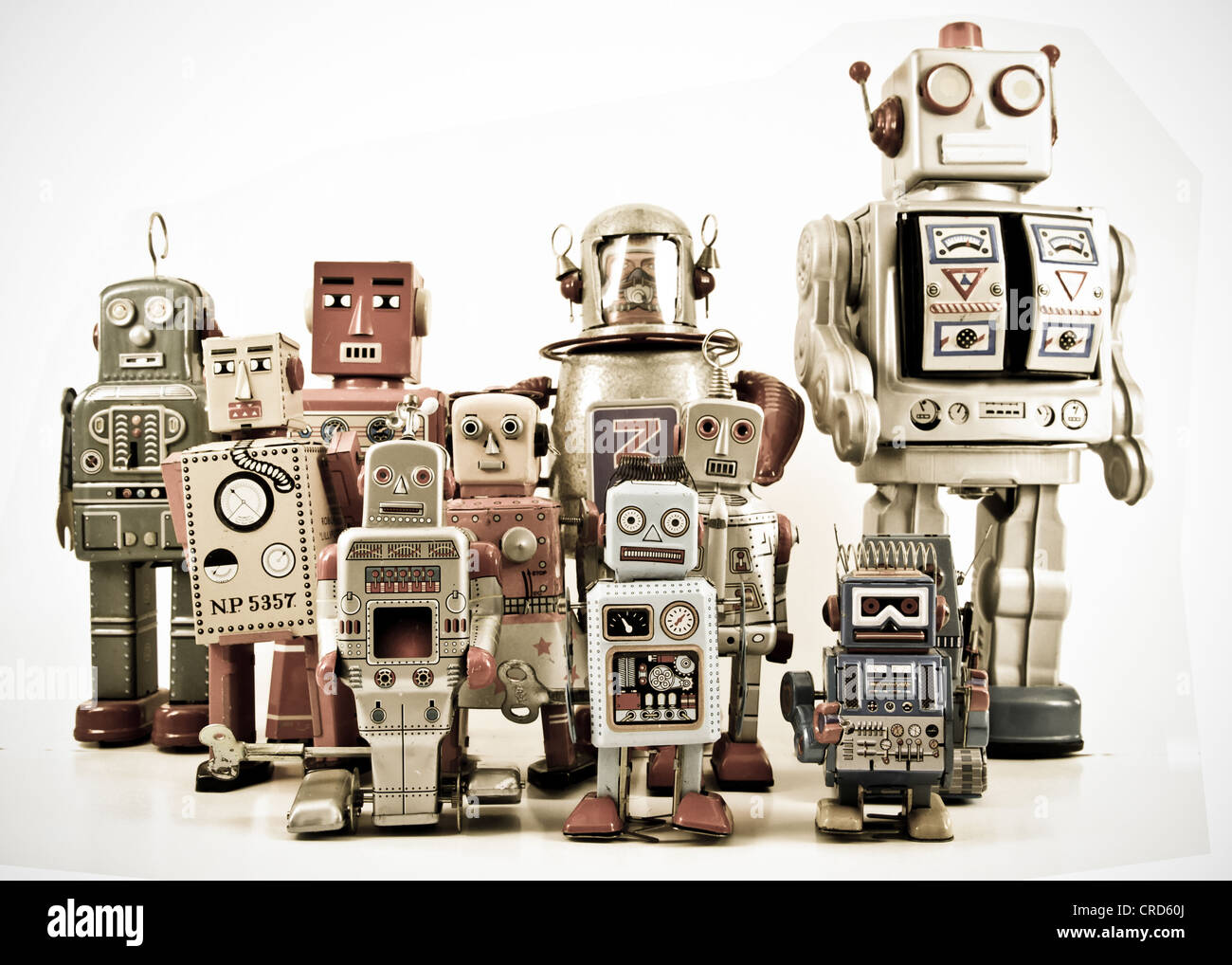 retro robot toy group Stock Photo - Alamy