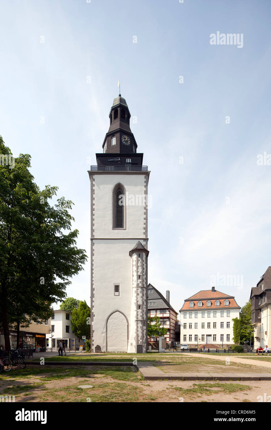 Tower of the city church of St. Pankratius, war memorial, Giessen ...