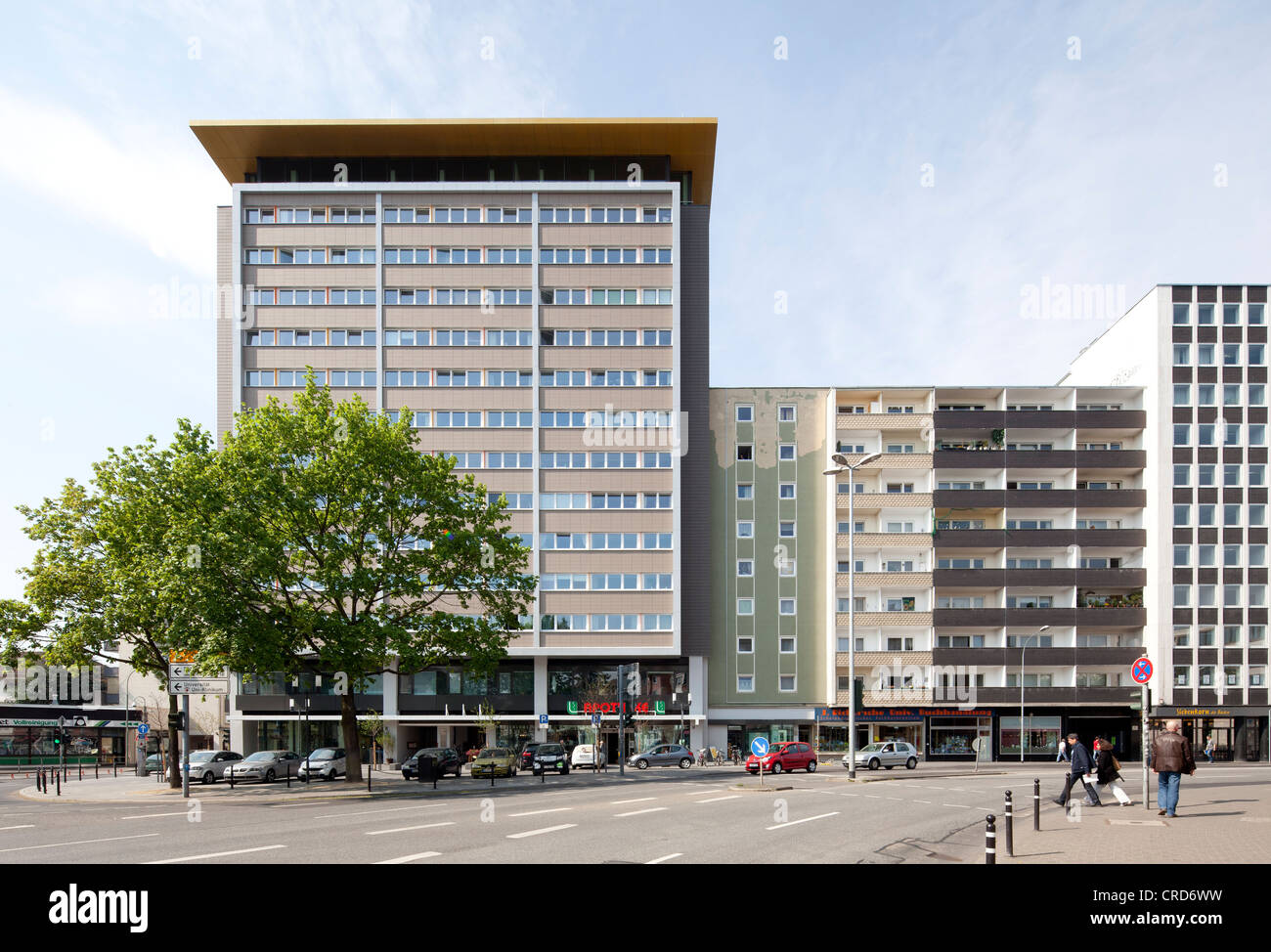 Residential high-rise, post-war architecture, Giessen, Hesse, Germany ...