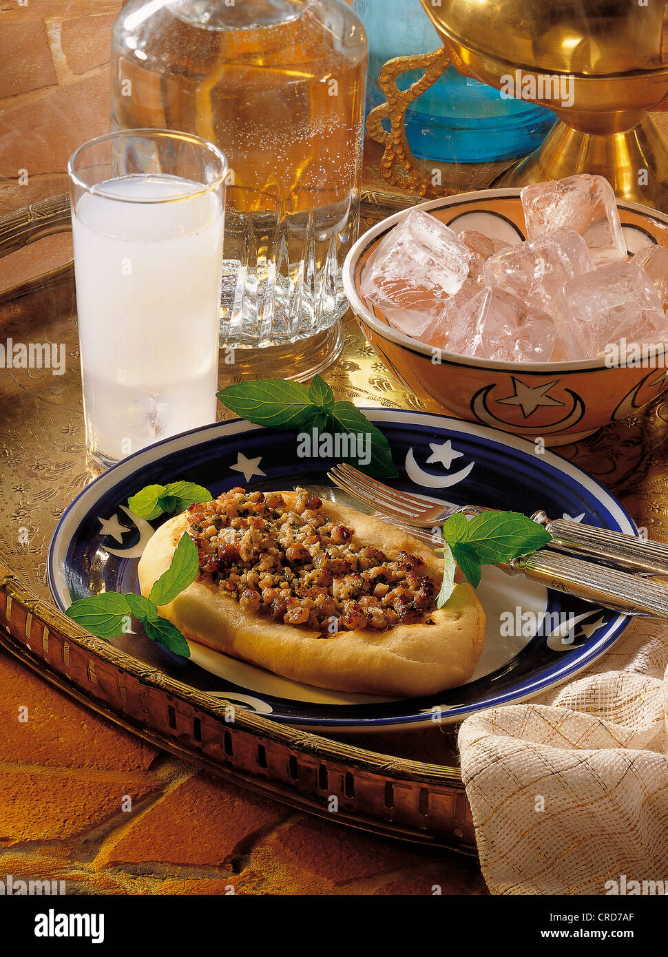 Turkish minced meat with bread, flatbread with a savoury minced lamb ...