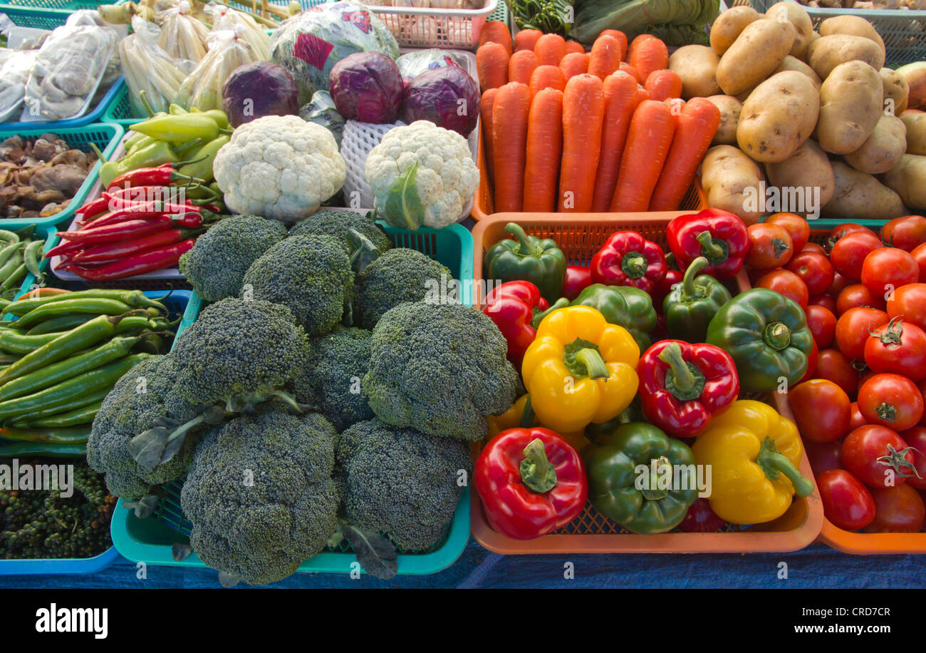 Varied selection of vegetables on a Thailand Stall Stock Photo - Alamy