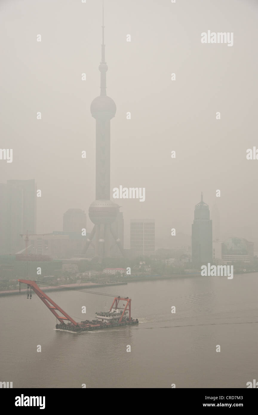 Fuzzy images of Shanghai Pudong skyline through polluted air Stock ...