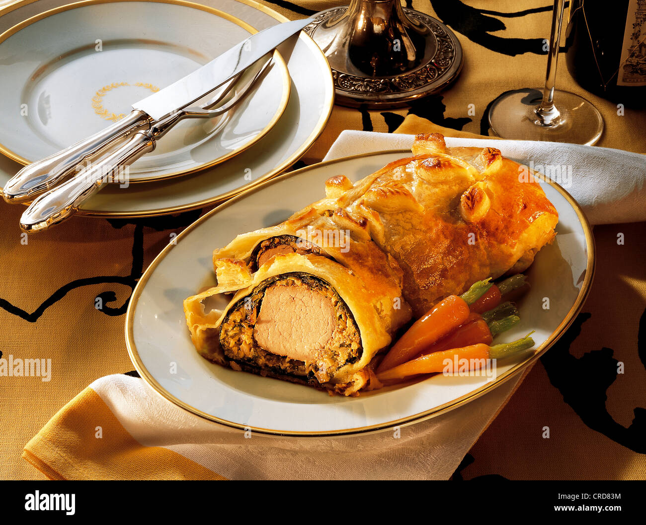 Vienna-style pork fillet with a spicy mushroom farce and a crispy puff ...