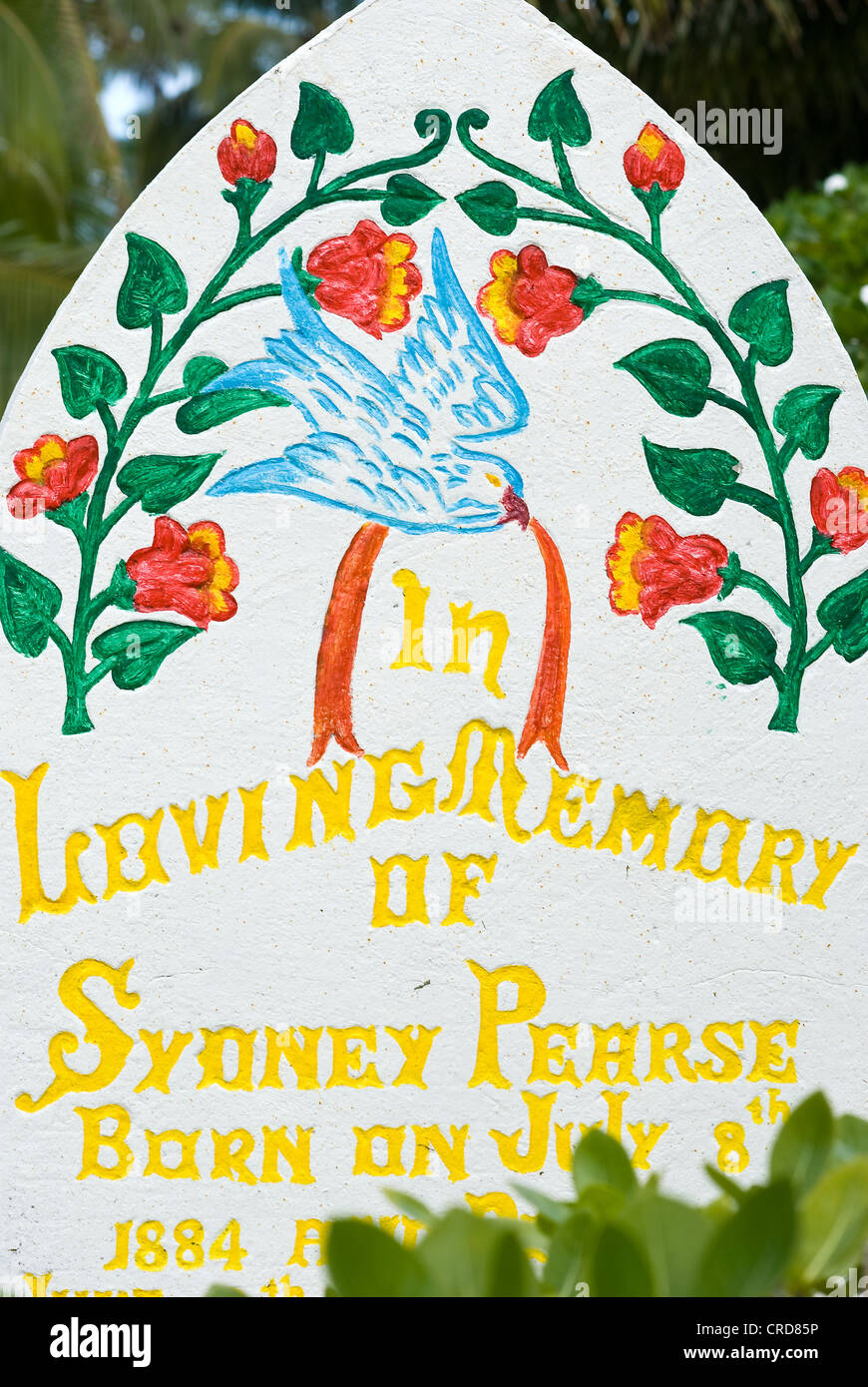 grave stone marker, matavera cicc church, rarotonga cook islands Stock ...