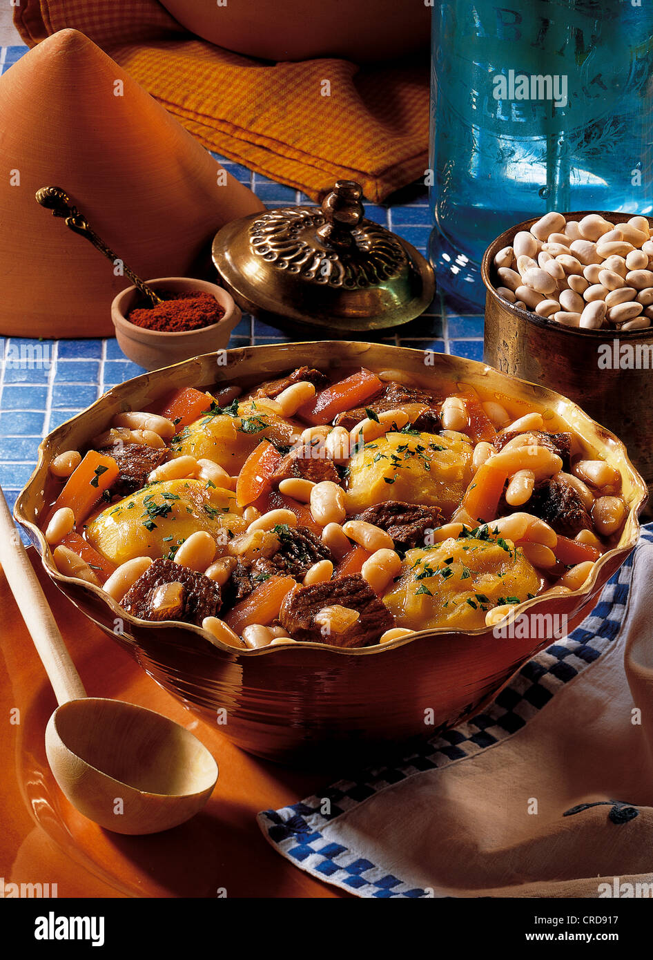 Sabbath stew with brisket of beef with white beans and carrots, hearty ...