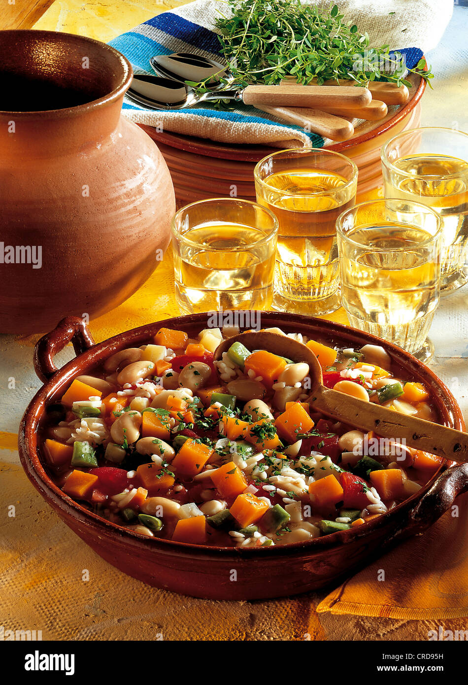 Beans and vegetable stew with rice, vegetarian stew, Chile Stock Photo ...
