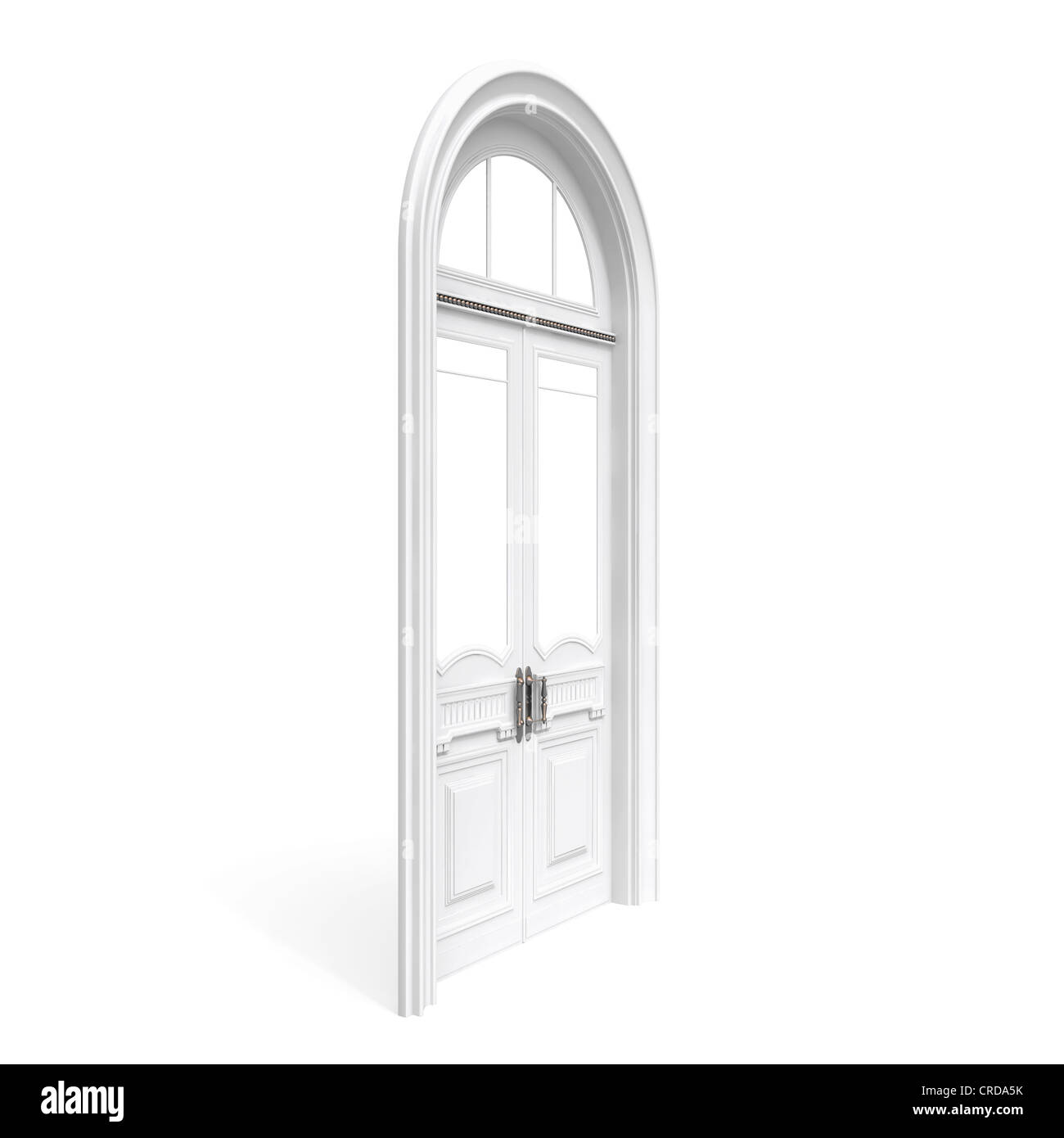 Classical architecture style interior object: white wooden door, half ...