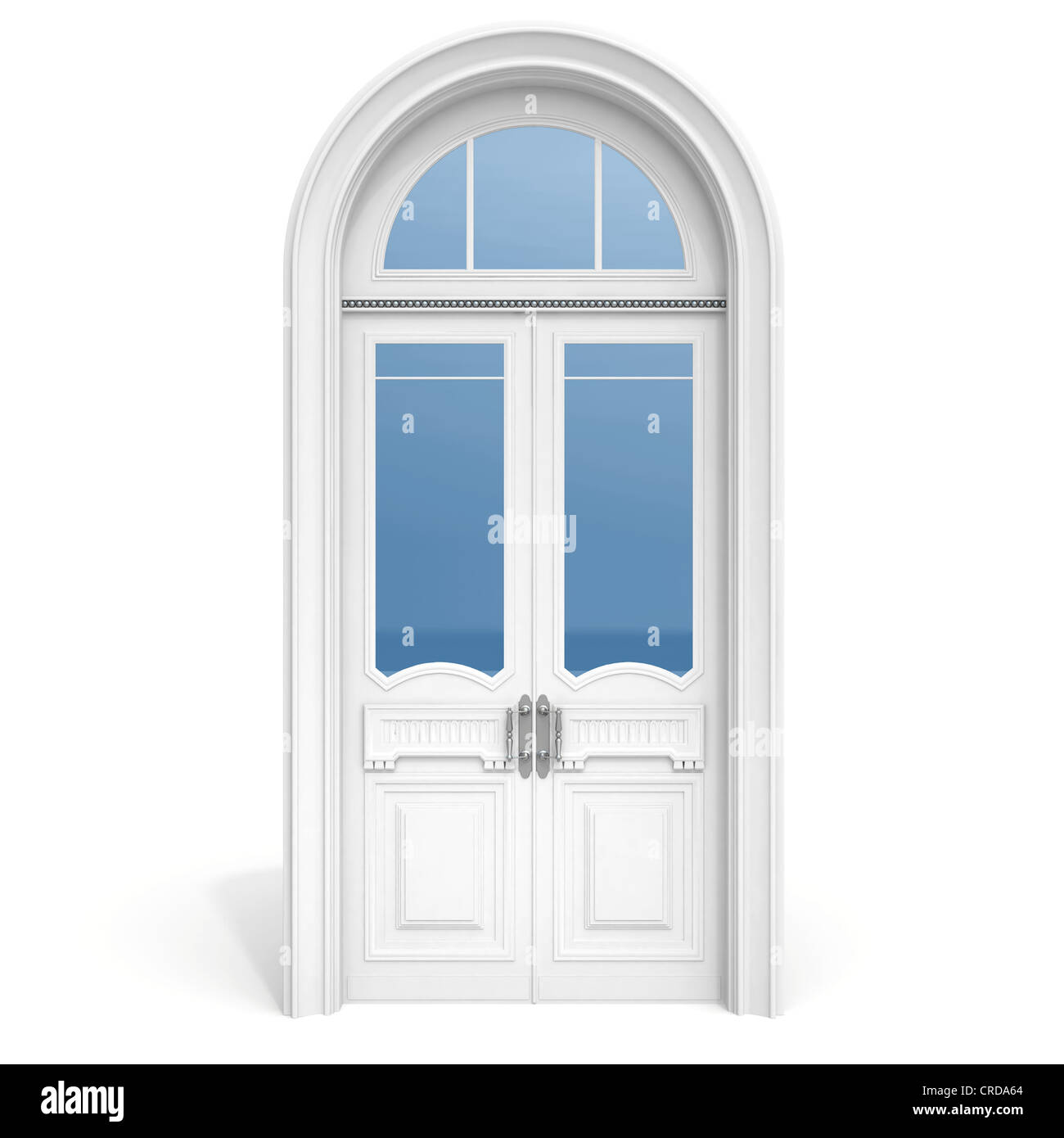 Classical architecture style interior object: white wooden door with ...