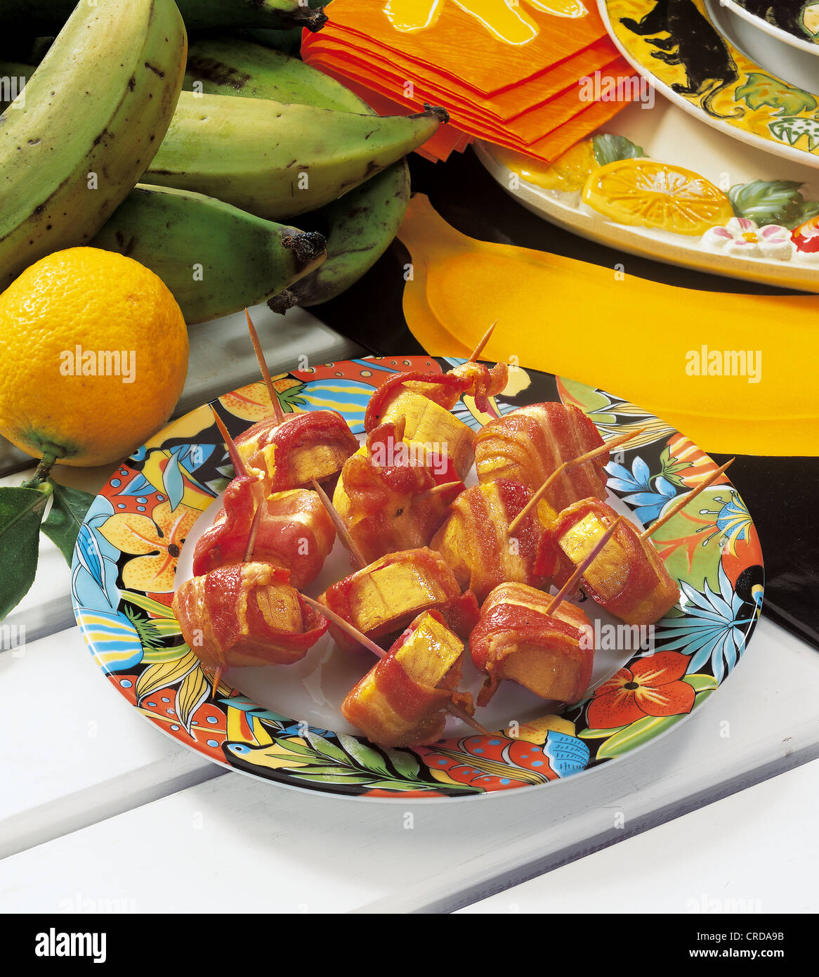 Creole style bacon bananas, Caribbean Stock Photo - Alamy