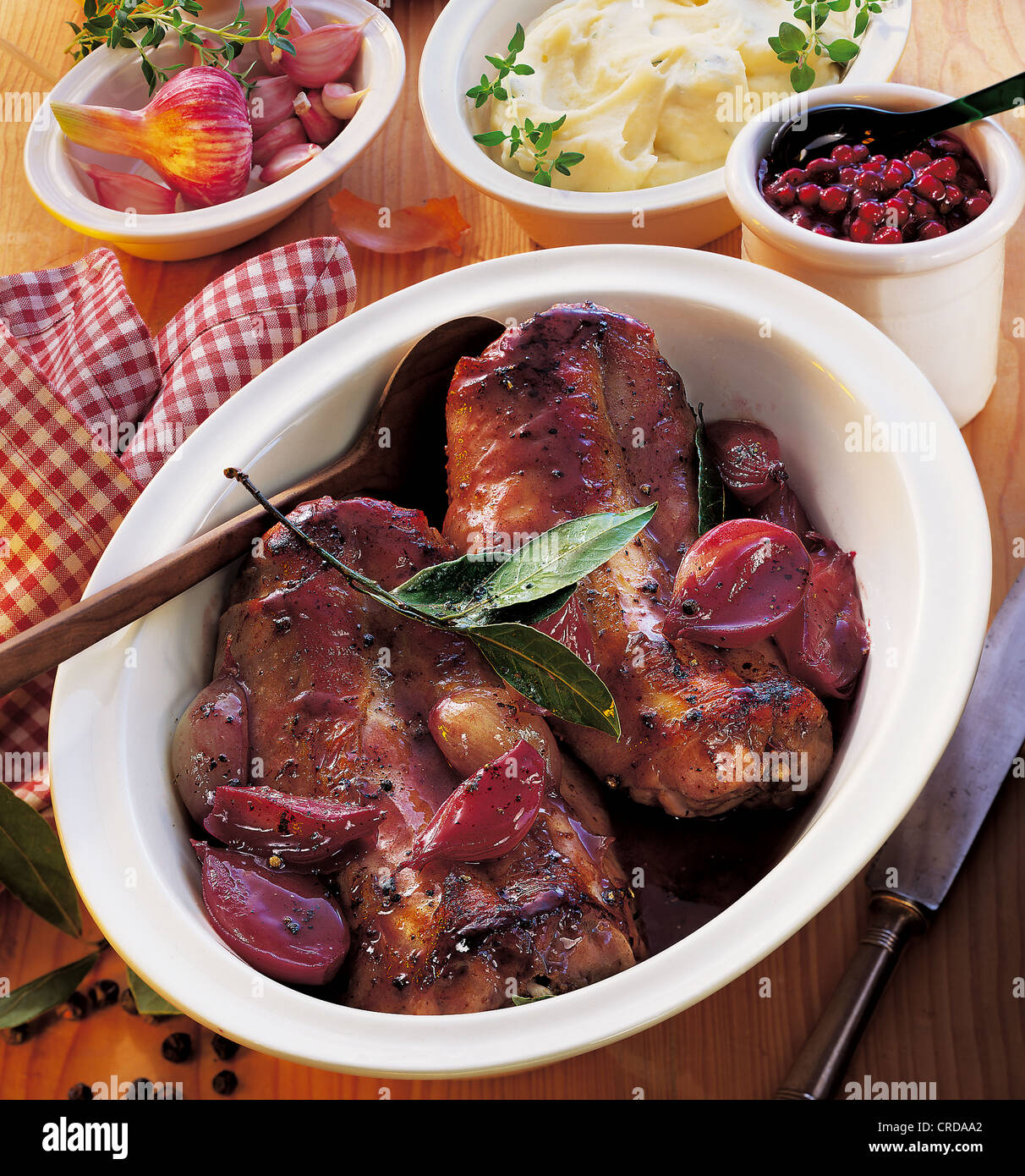 Wild rabbit in red wine, Australia Stock Photo - Alamy