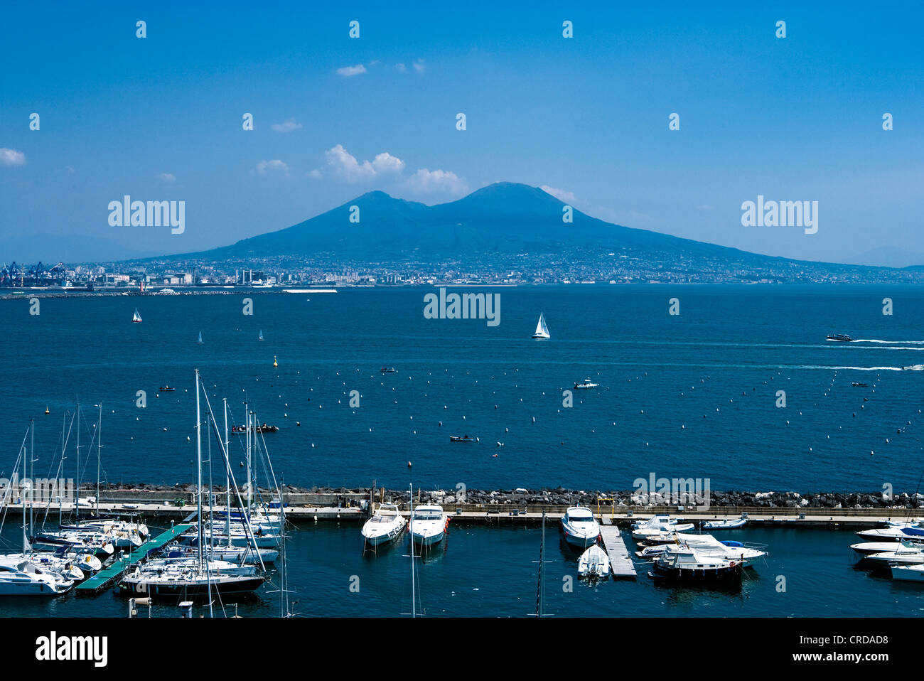 Europe Italy, Campania Naples, view of the gulf and Vesuvio volcano ...