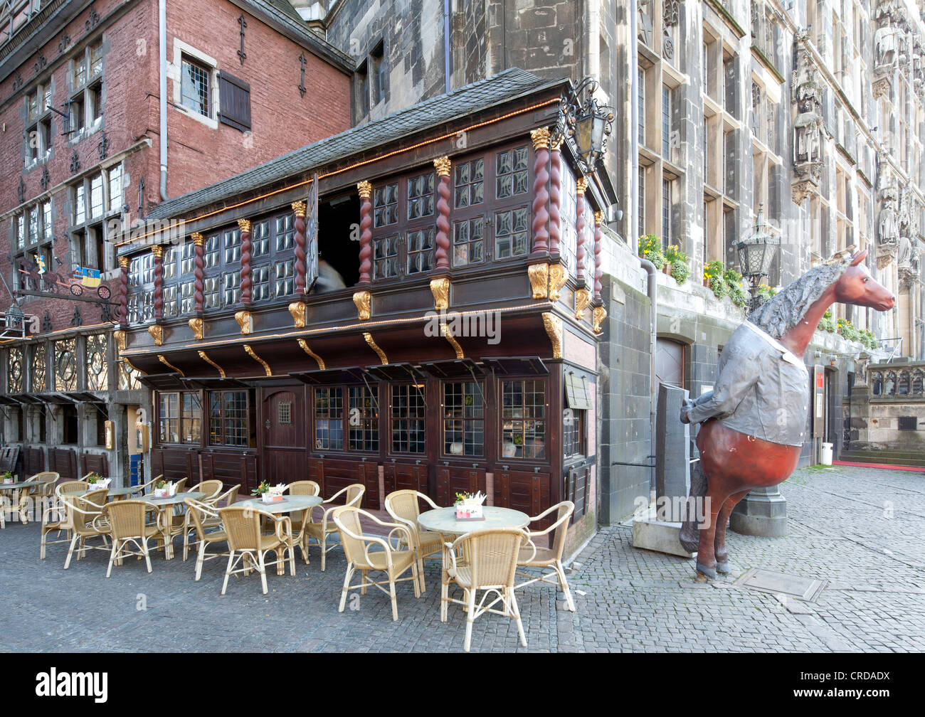 Postwagen, historic restaurant at City Hall, Aachen, North Rhine ...