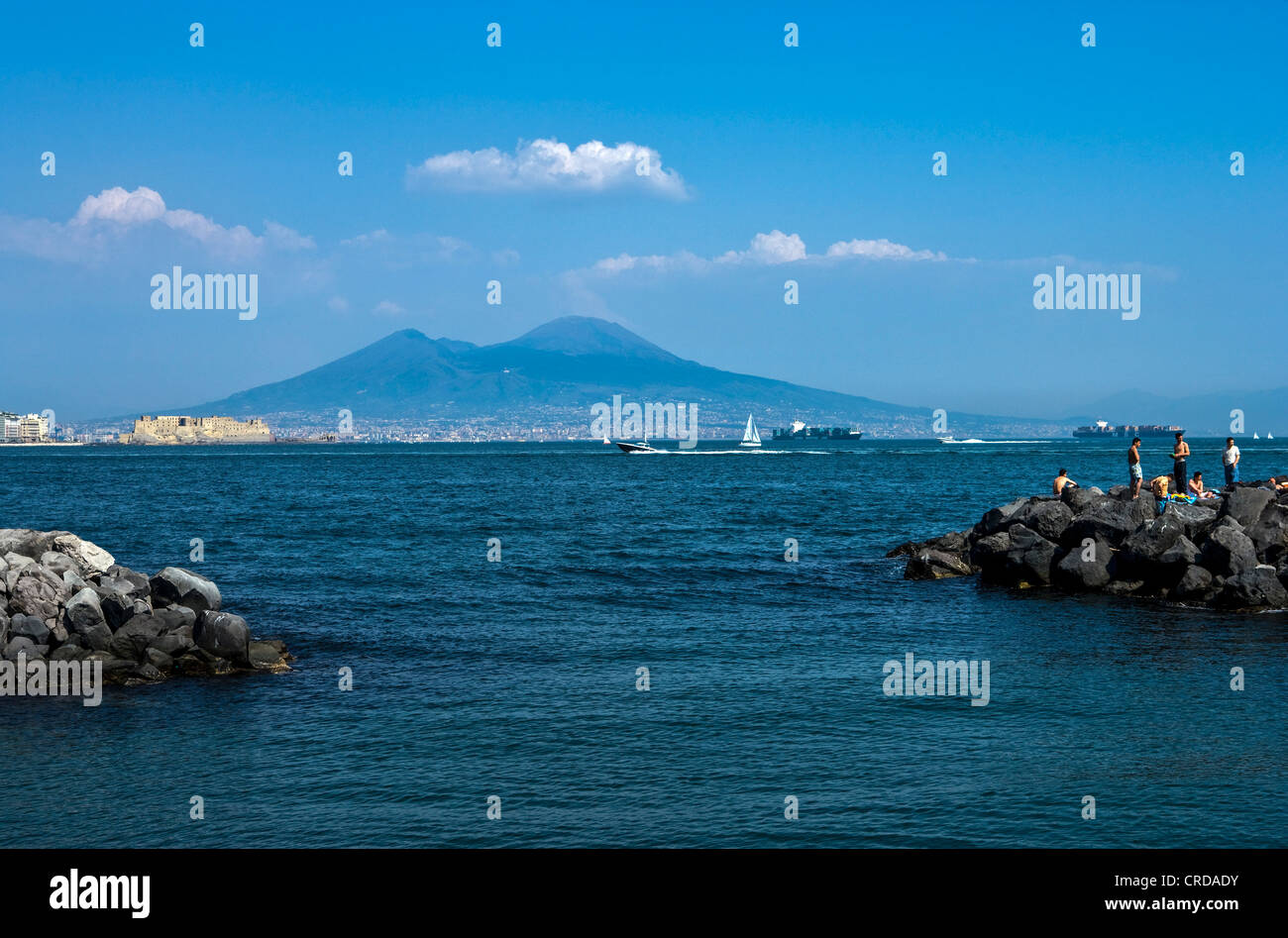 Europe Italy, Campania Naples, view of the gulf and Vesuvio volcano ...