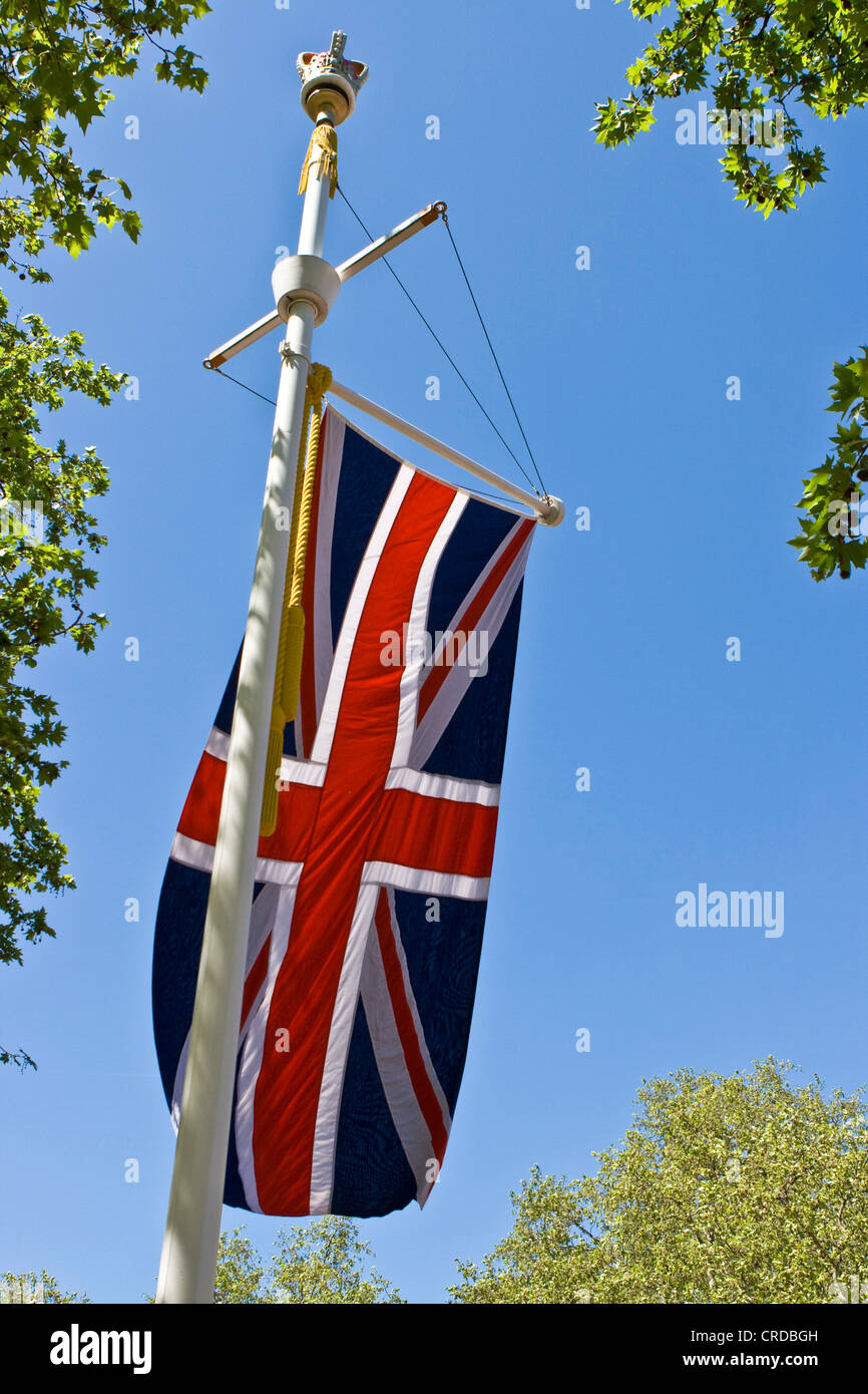 Giant Union Jack flag flying above the Mall for the Queens diamond ...