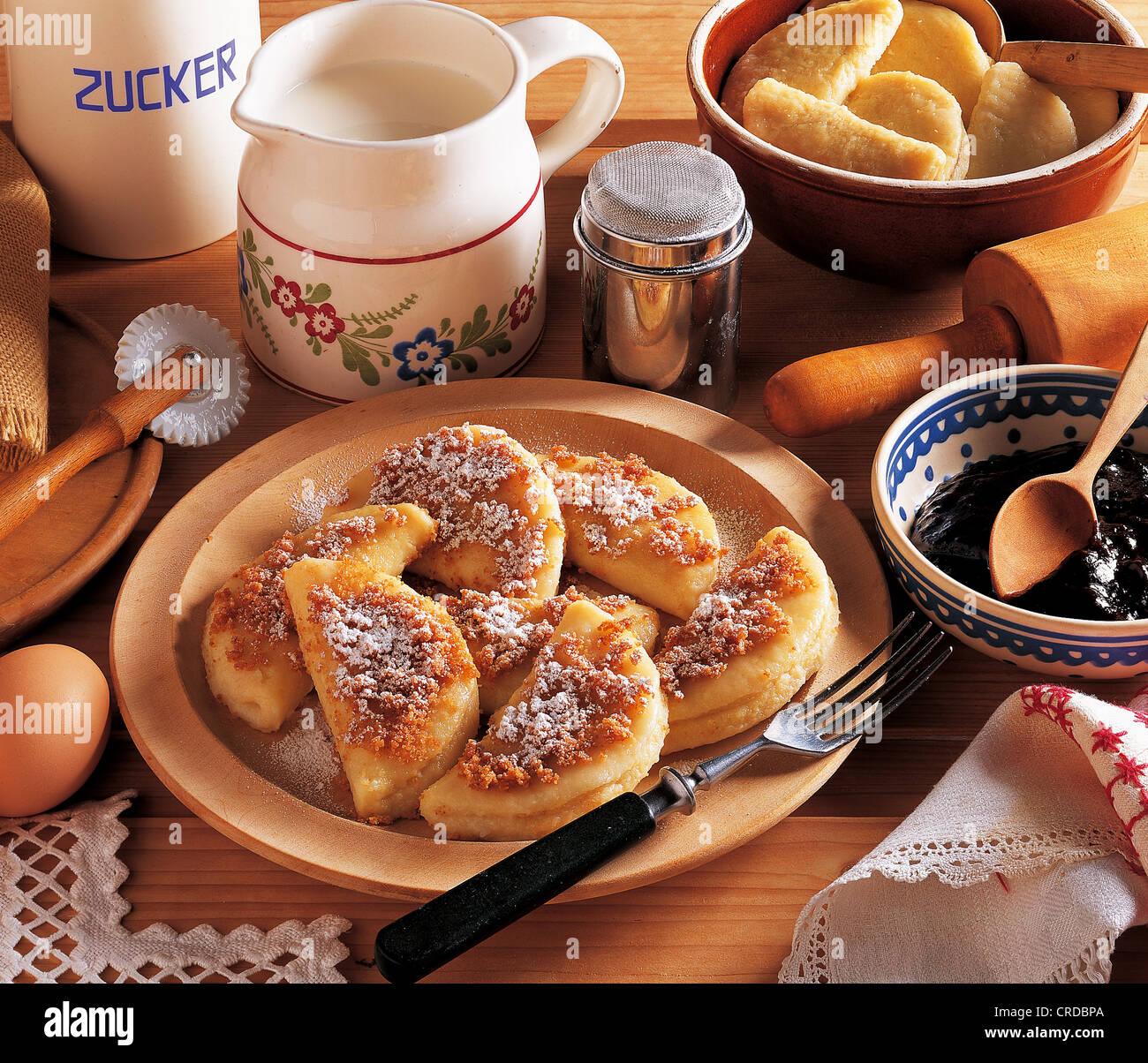 Viennese Powidltascherl, sweet filled dumplings, Austria Stock Photo ...