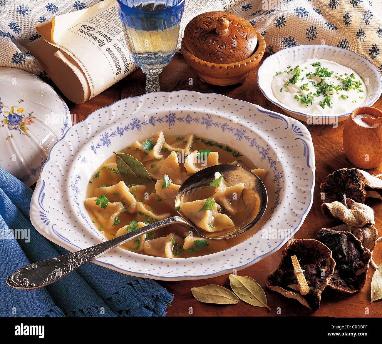 Filled pasta with mushrooms, Russia Stock Photo - Alamy