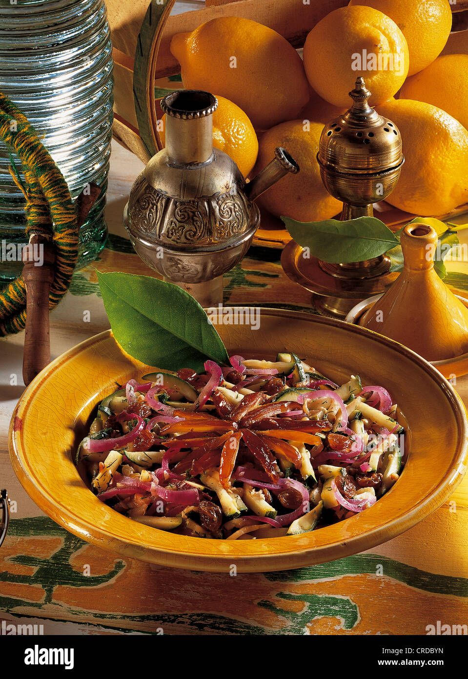 Zucchini salad with red onions, Morocco Stock Photo - Alamy