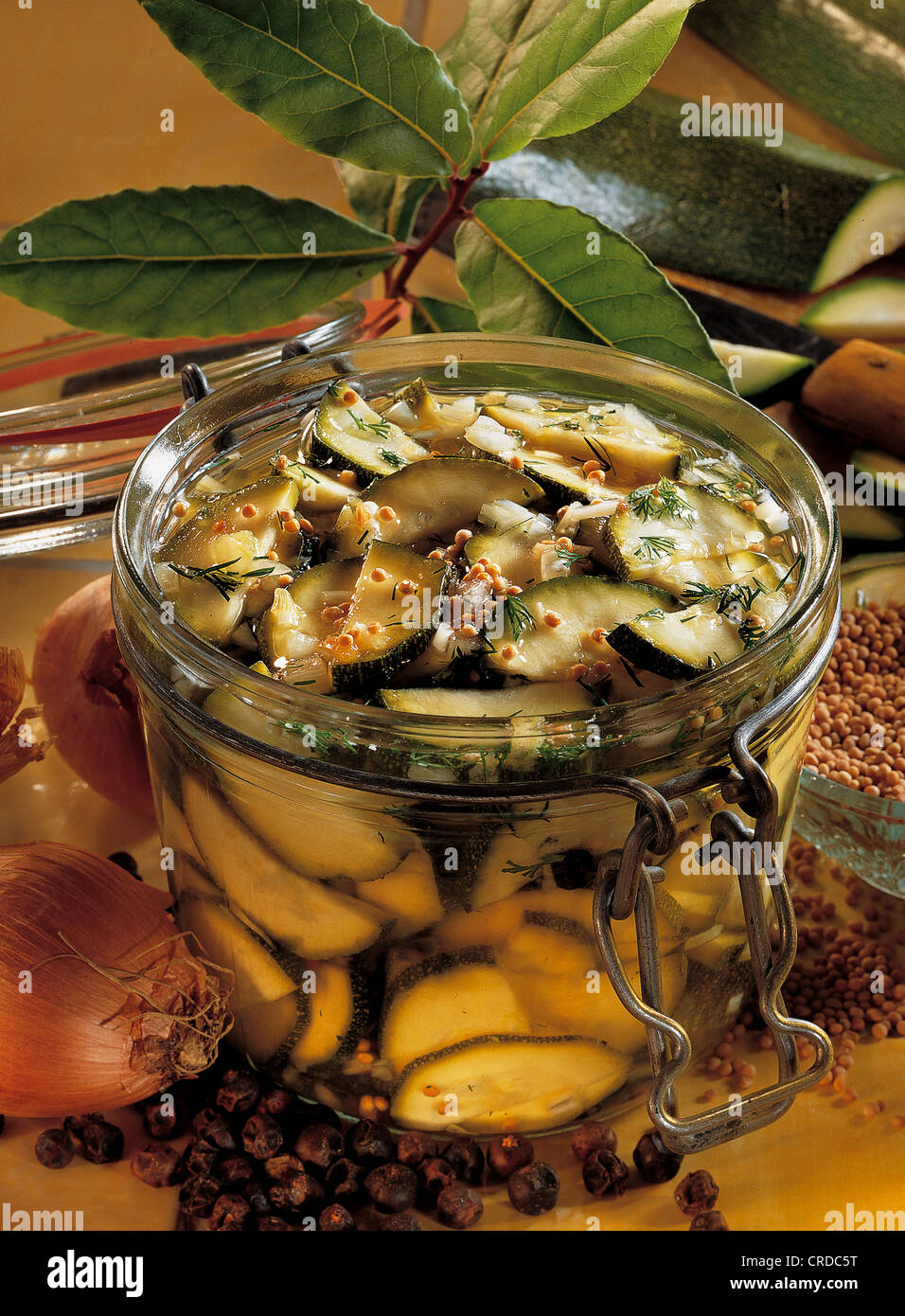 Sweet and sour pickled courgettes, USA Stock Photo - Alamy