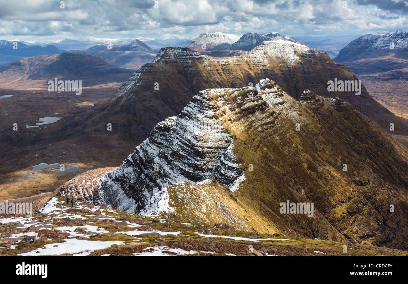View descending from Sgurr Mhor on Ben Alligin, Torridon on a spring ...