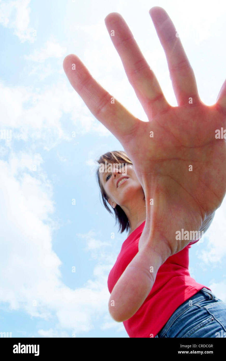 woman stretches hand Stock Photo - Alamy