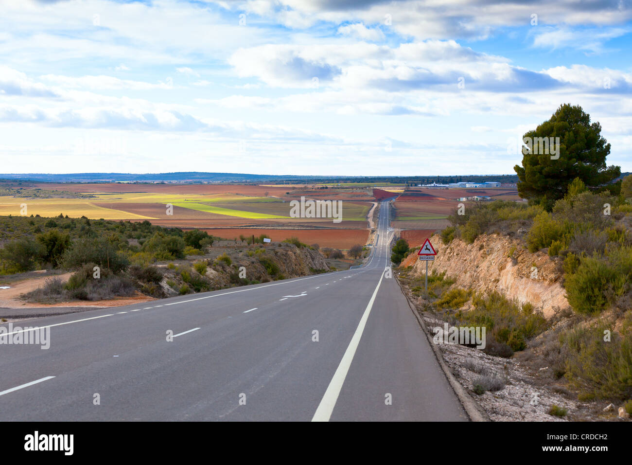 Empty rural road in fields of Central Spain. Horizontal shot Stock ...