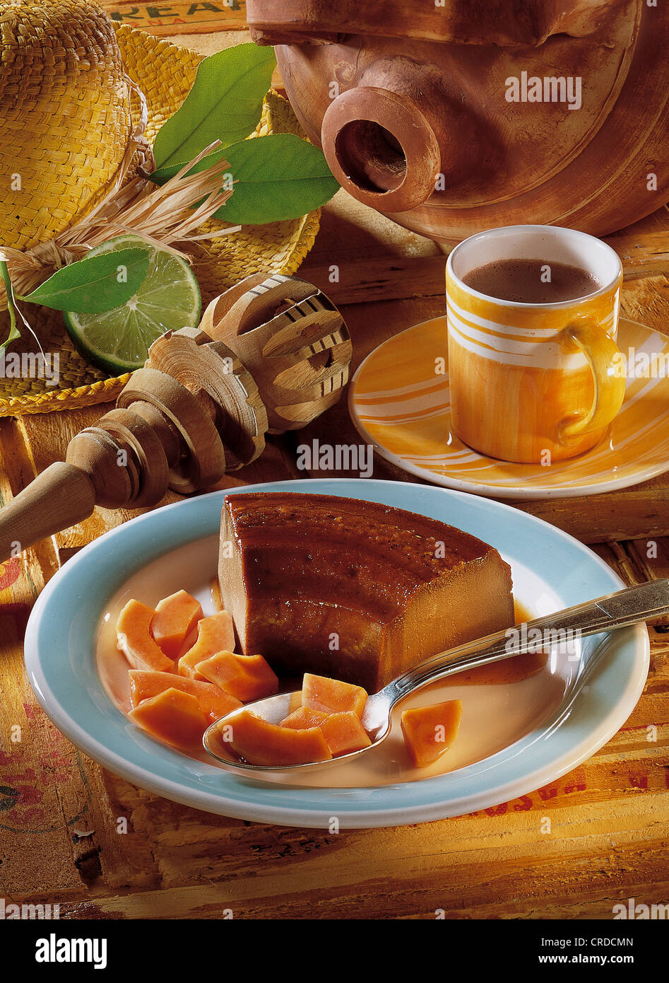 Chocolate savarin with papaya, Mexico Stock Photo - Alamy