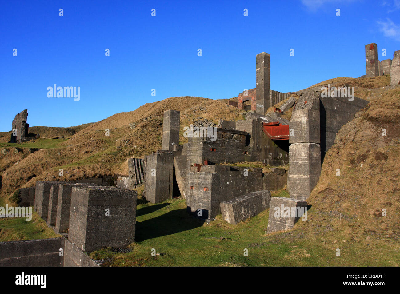 The abandoned quarry buildings and workings on the Titterstoone Clee ...