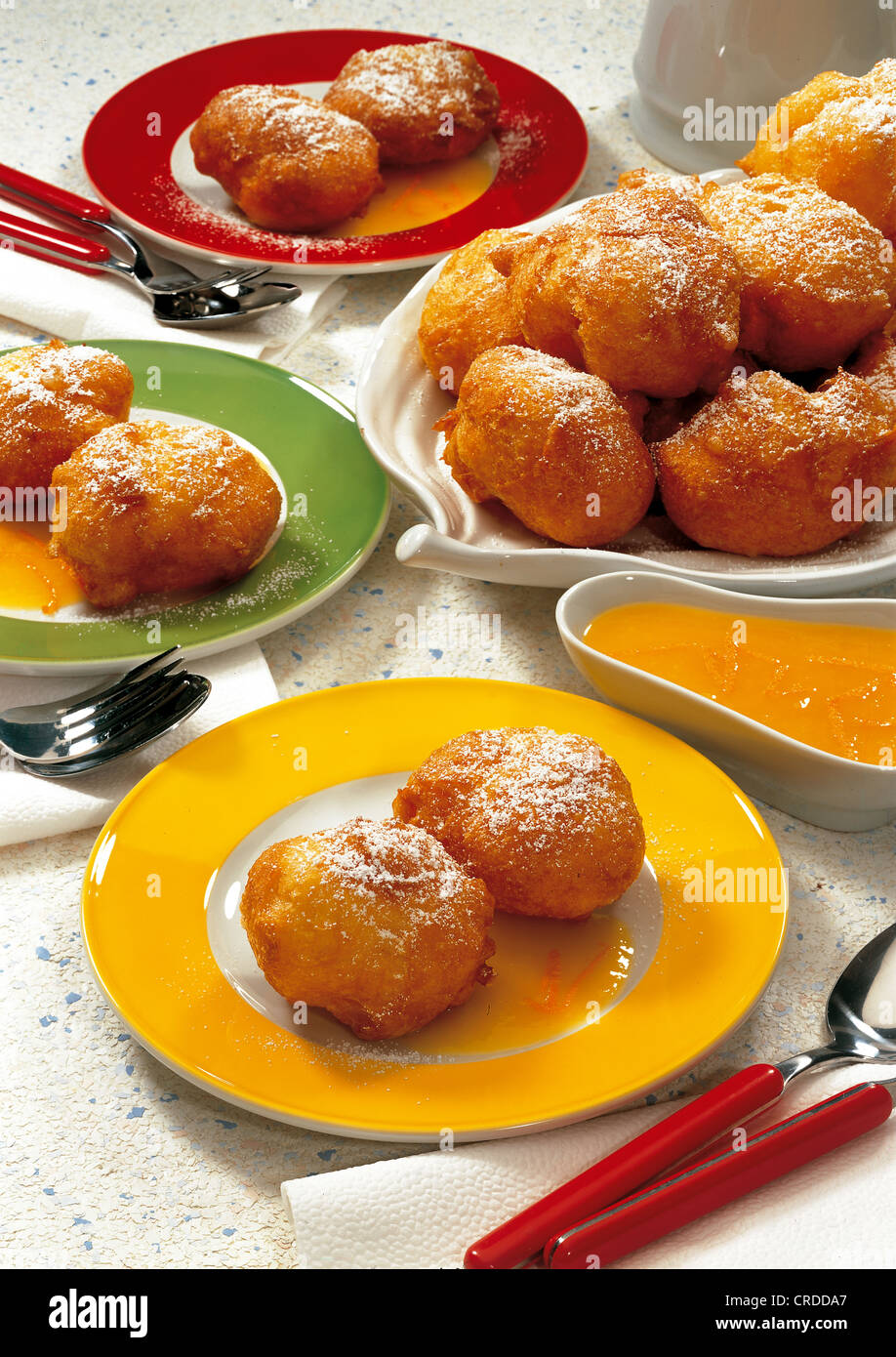 Choux pastry balls with orange sauce, Portugal Stock Photo - Alamy