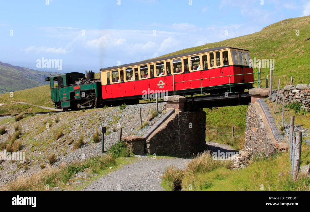 Steam Locomotive No 4 'Snowdon' climbs Snowdon , Snowdon Mountain Railway, Snowdonia, Wales ...