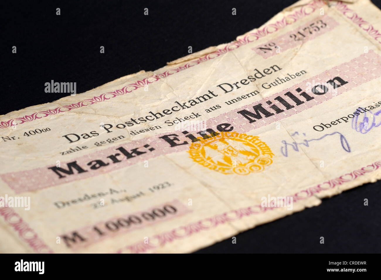 Bank cheque old hi-res stock photography and images - Alamy