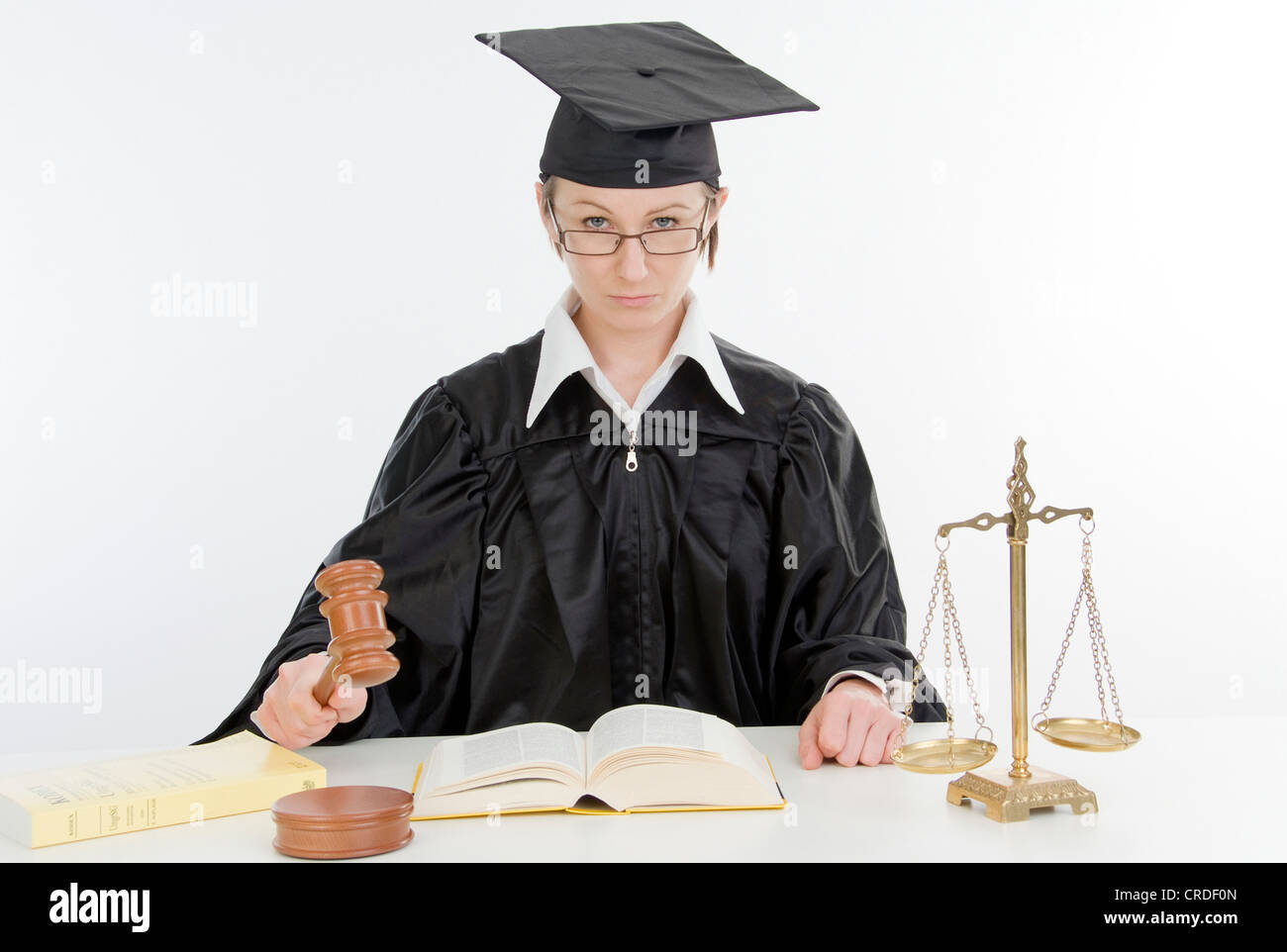 Female lawyer black gown hi-res stock photography and images - Alamy