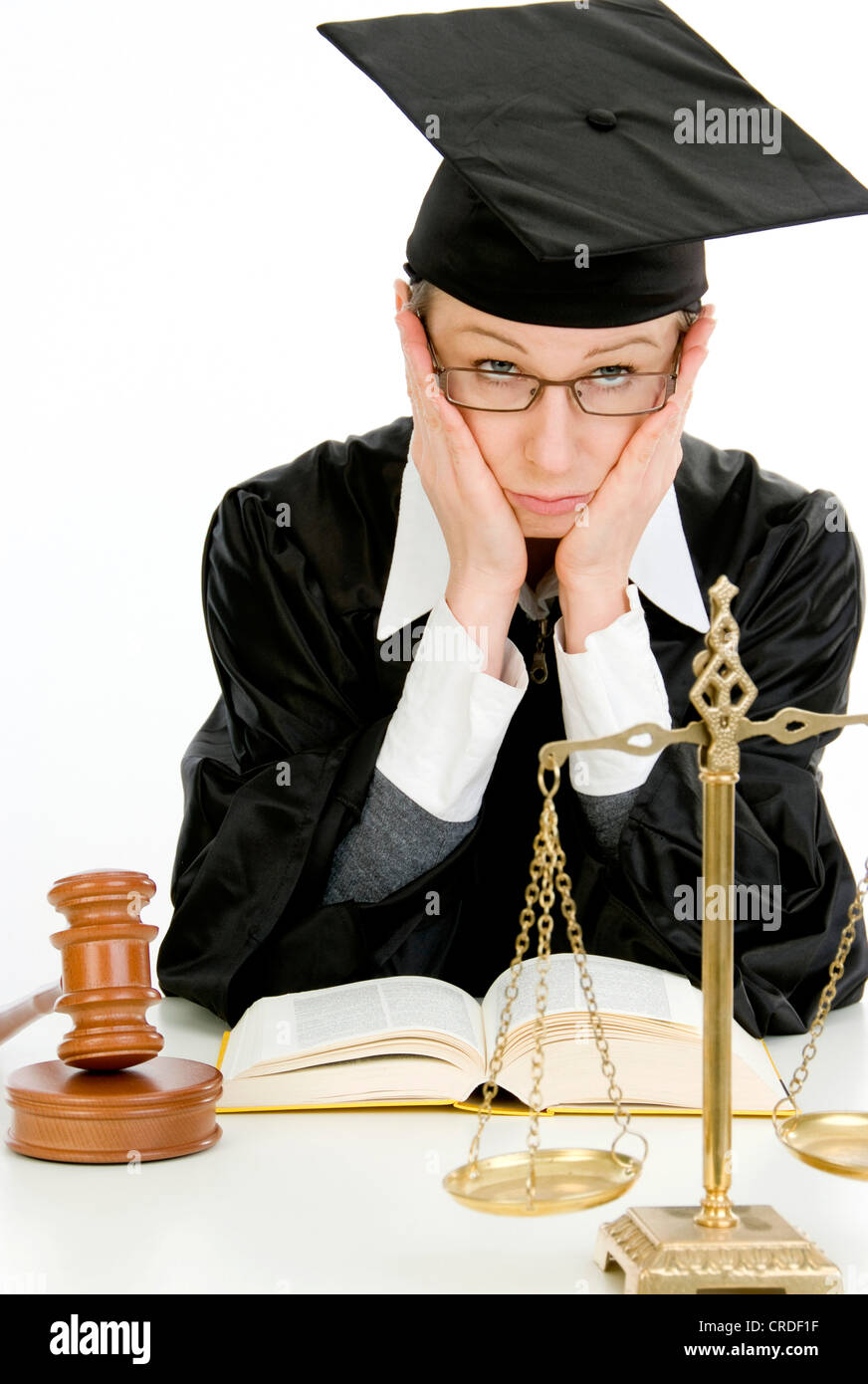 overstrained female judge Stock Photo - Alamy