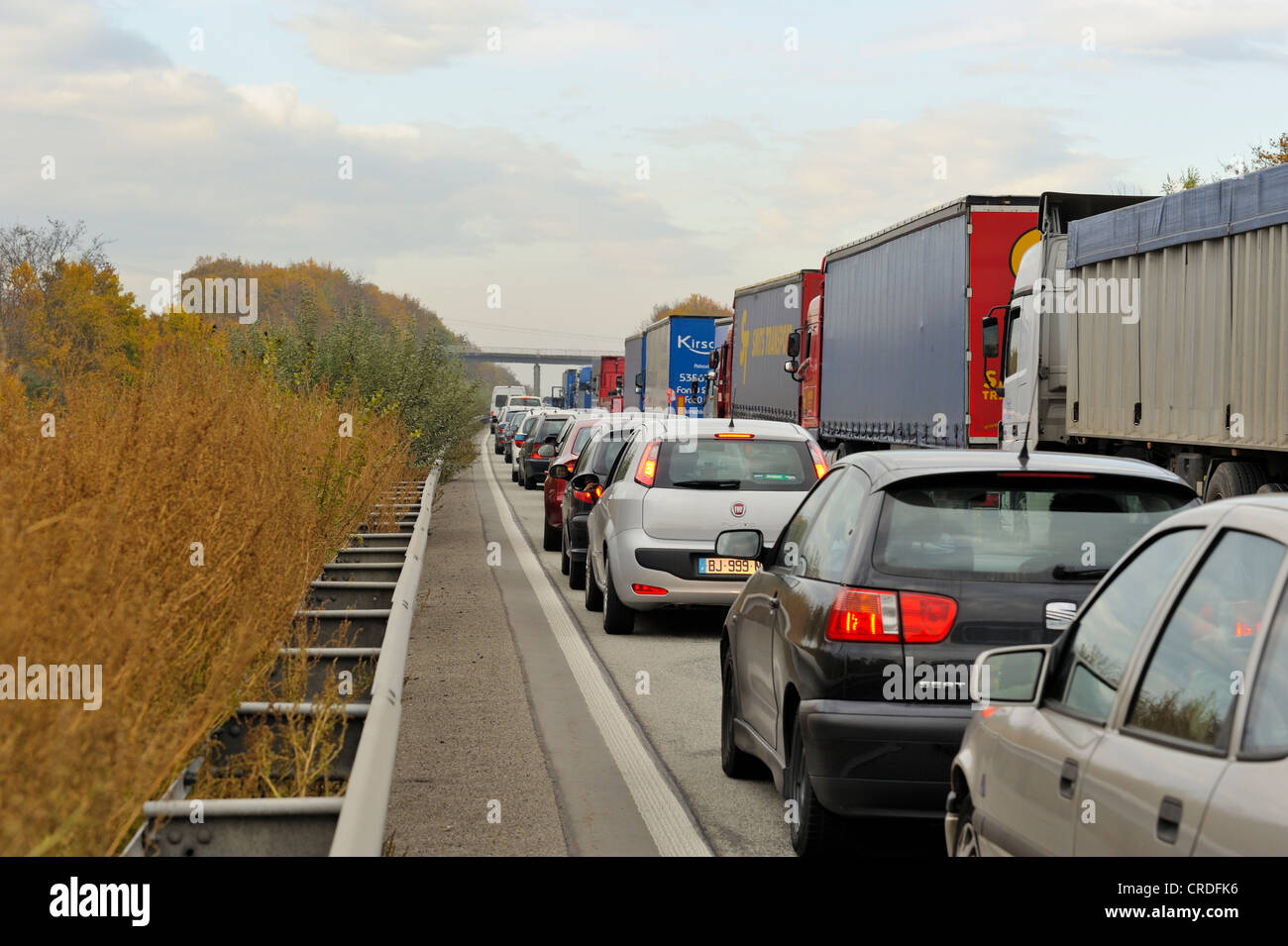 Traffic jam on A61 Autobahn, motorway, between Gau-Bickelheim and Bad ...