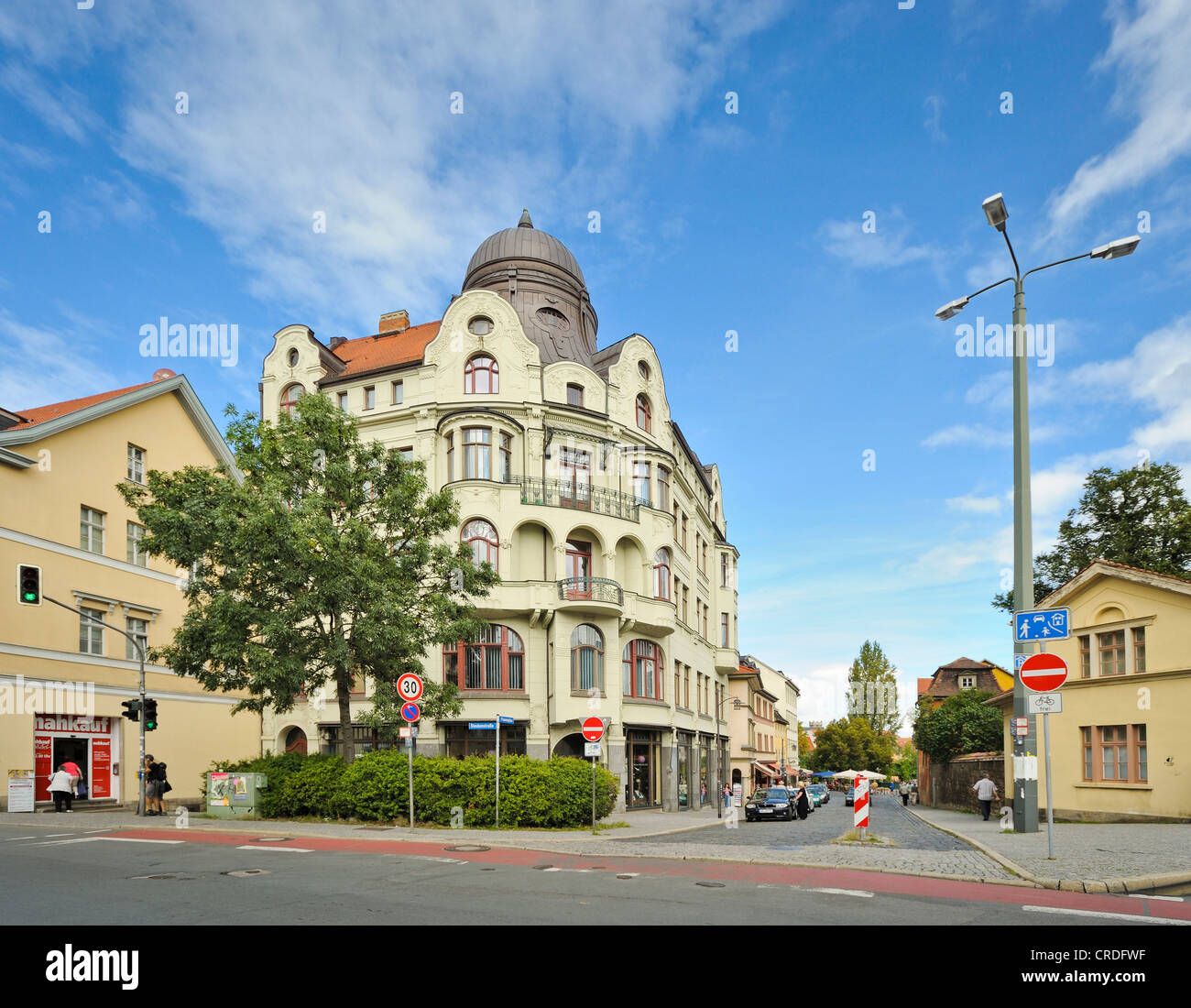 Art Nouveau building on Wielandplatz square, Weimar, Thuringia, Germany ...