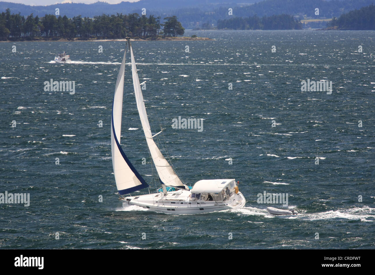 Sailboat in Swanson Channel west of Pender Island, BC, Canada Stock ...