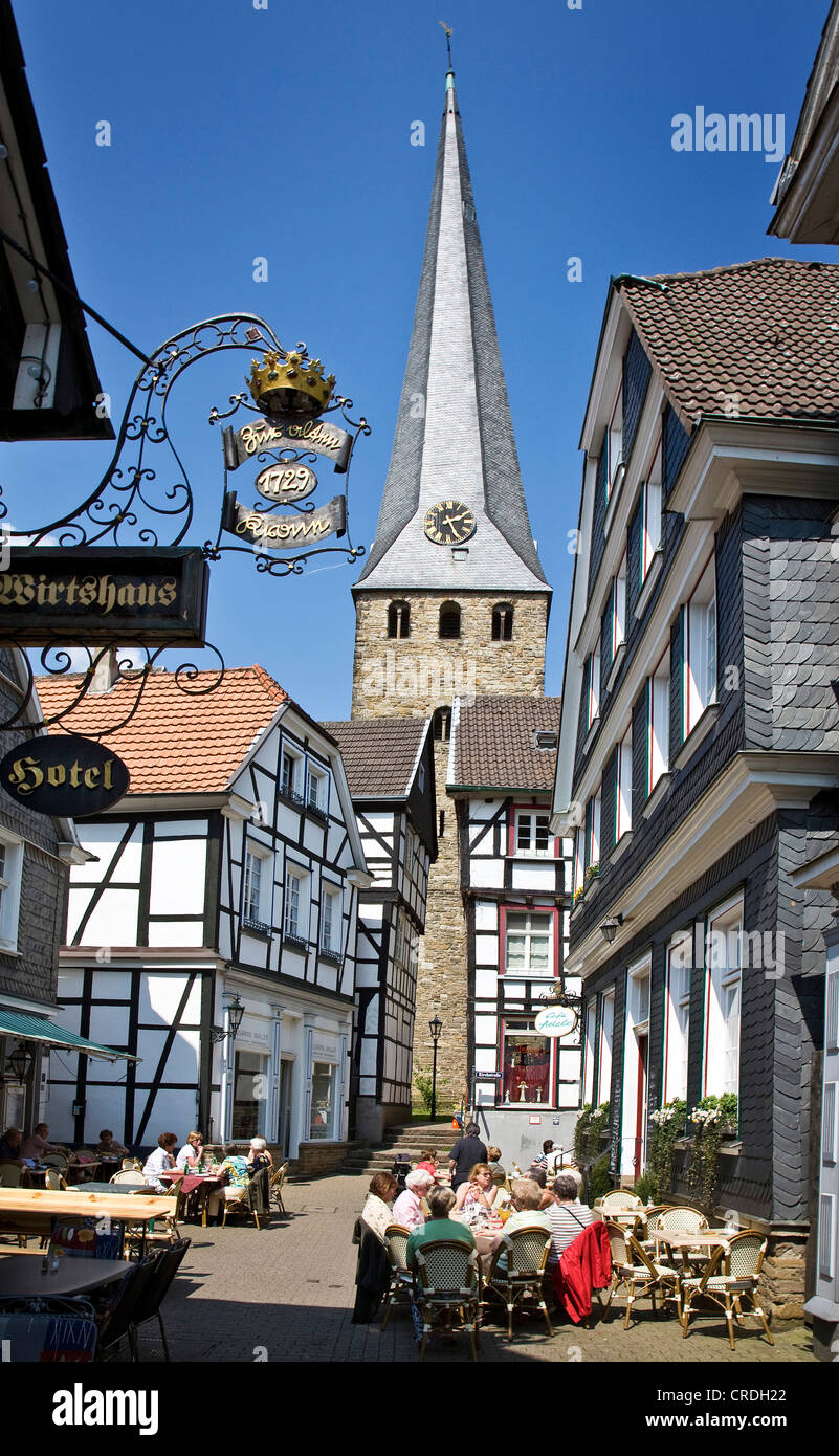 old town with the sloping tower of church St. George, Germany, North ...