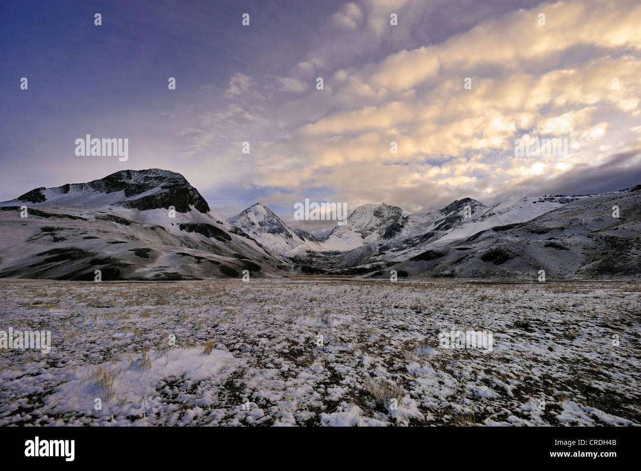 Snow-covered Andes Mountains at sunrise, La Paz, Bolivia, South America ...