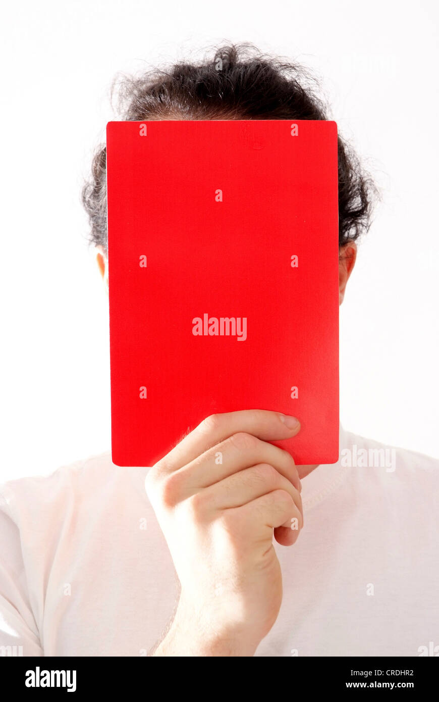 man showing red card in front of his face Stock Photo - Alamy
