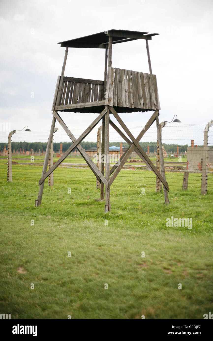 Guard tower, concentration camp Auschwitz-Birkenau, Oswiecim, Poland ...