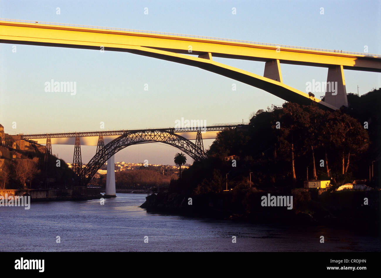 Infante bridge and river Duoro with Sao Joao and Maria Pia bridges in ...