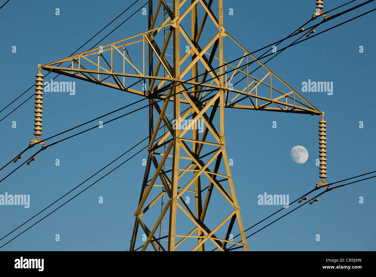 High voltage electricity pylon with the moon, American Canyon ...