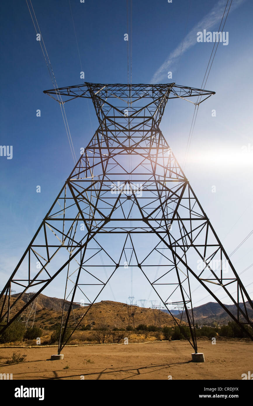 High voltage electricity pylon, Lancaster, California, USA Stock Photo ...