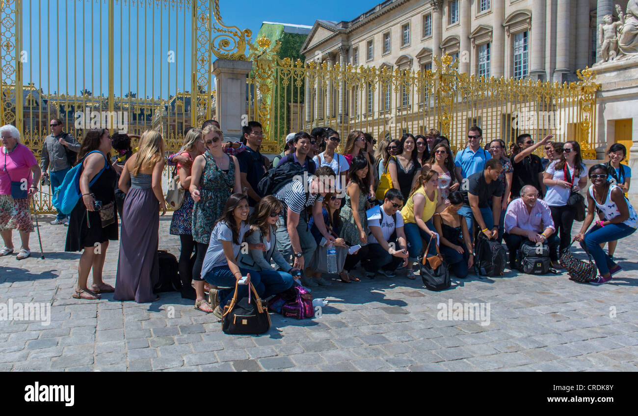 Paris, France, Diverse Group Young Tourists visiting the "Chateau de ...