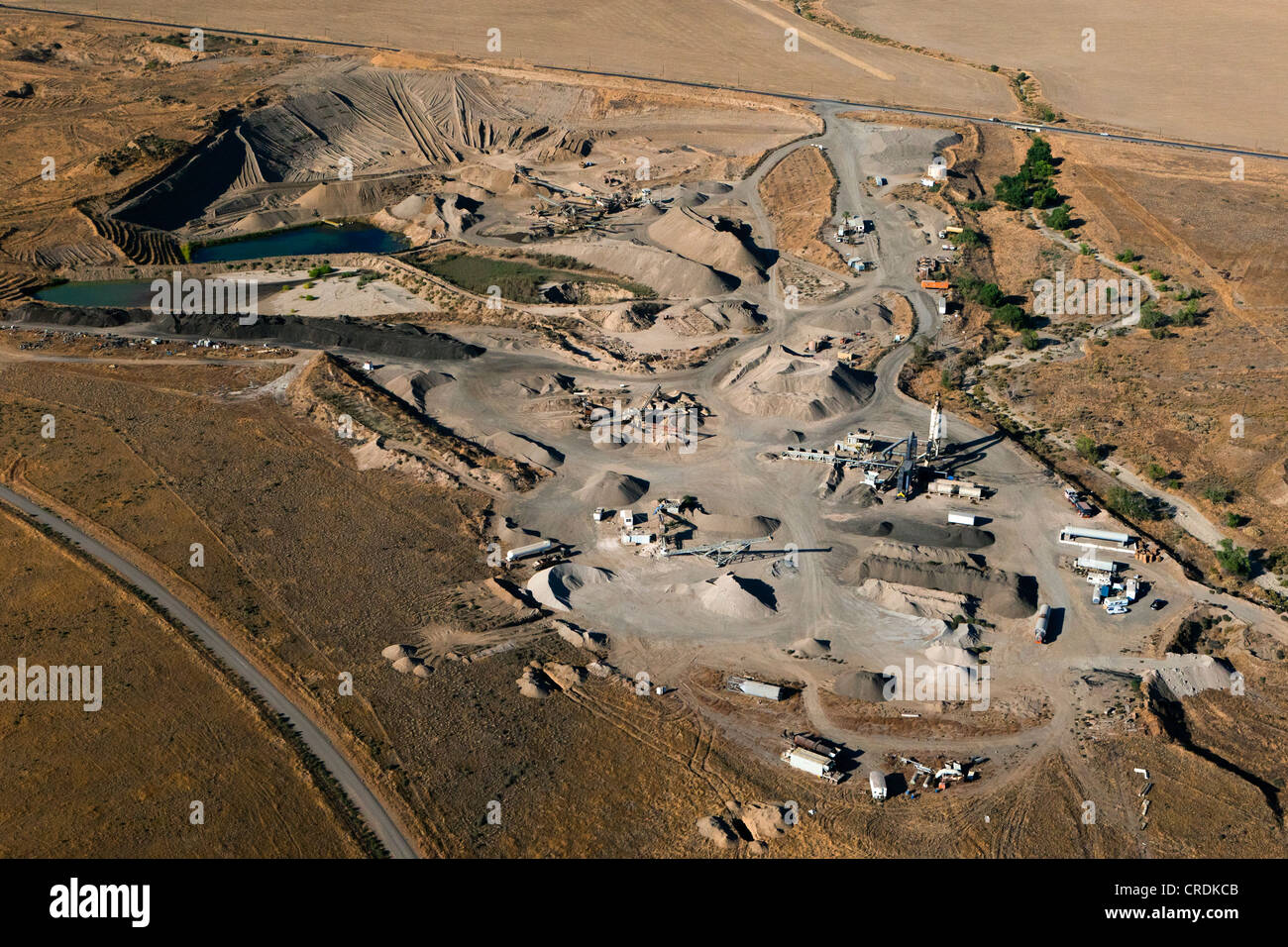 Aerial view, gravel plant, Coalinga, California, USA, North America ...