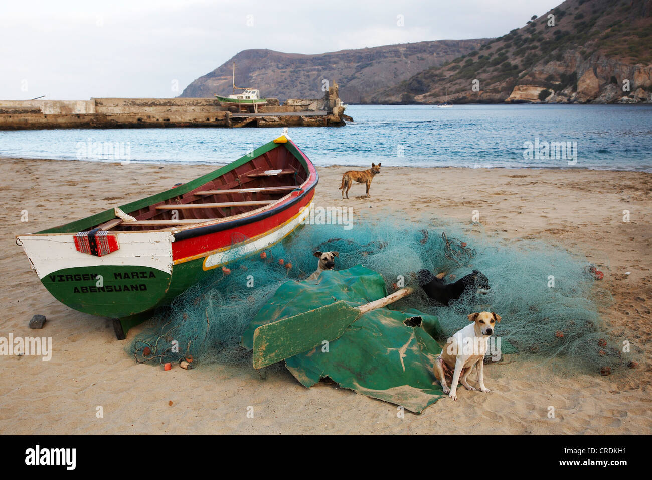 boat at the beach, Cap Verde Islands, Cabo Verde, Tarrafal Stock Photo ...