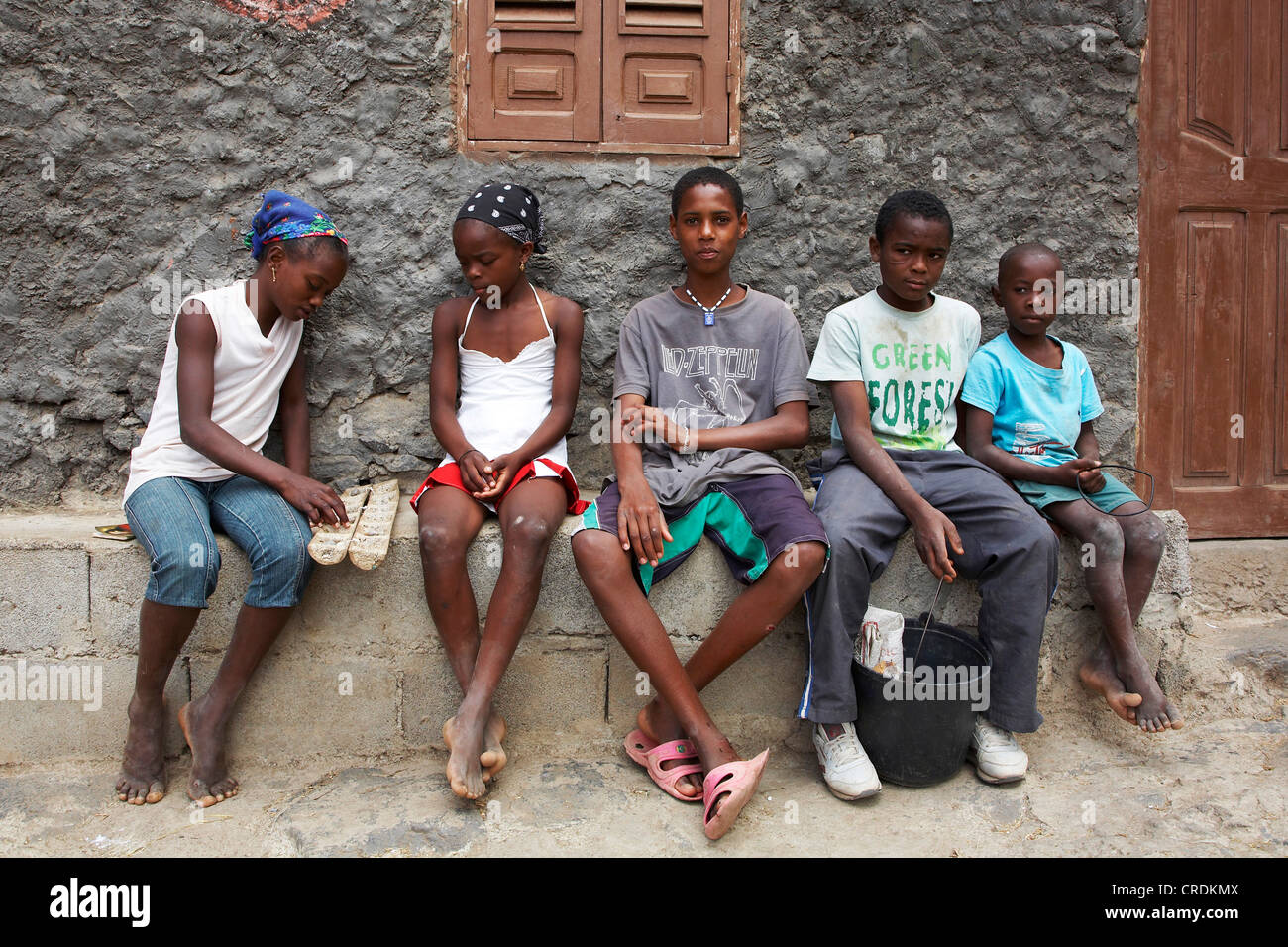 children at the Gom Gom valley, Cap Verde Islands, Cabo Verde, island ...