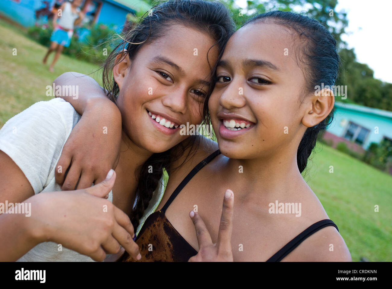 girls on Atiu Cook Islands Stock Photo - Alamy